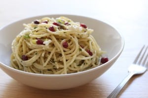 Pomegranate and goat's cheese pasta - Amuse Your Bouche