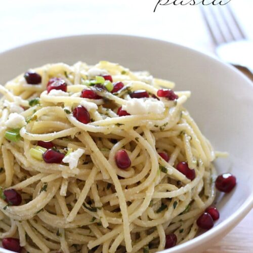 Pomegranate and goat's cheese pasta - Amuse Your Bouche