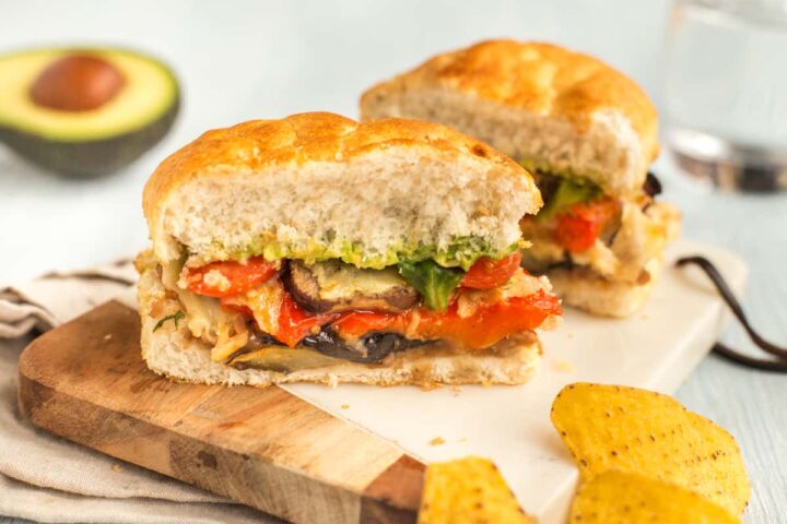 Roasted vegetable Mexican torta - Easy Cheesy Vegetarian