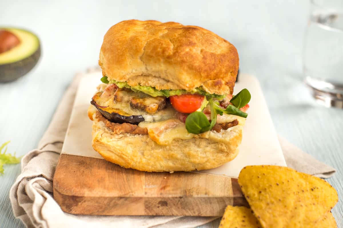 Roasted vegetable Mexican torta - Easy Cheesy Vegetarian