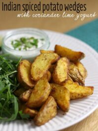 Indian spiced potato wedges with coriander lime yogurt – Easy Cheesy ...