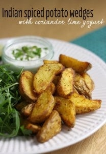 Indian spiced potato wedges with coriander lime yogurt - Easy Cheesy ...