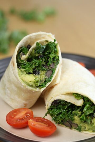 Garlic mushroom burritos with sriracha rice - Easy Cheesy Vegetarian