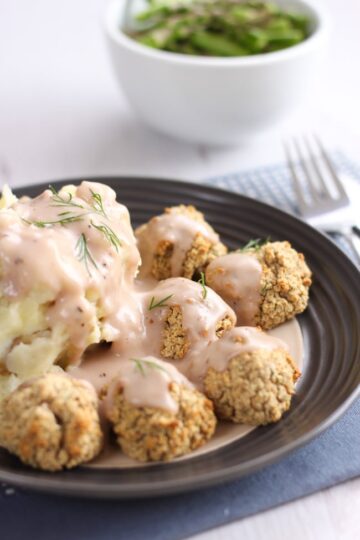 Swedish bean balls with lingonberry gravy - Easy Cheesy Vegetarian