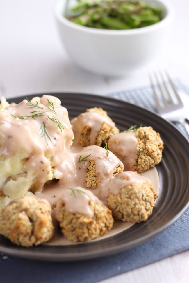 Swedish bean balls with lingonberry gravy - Easy Cheesy Vegetarian