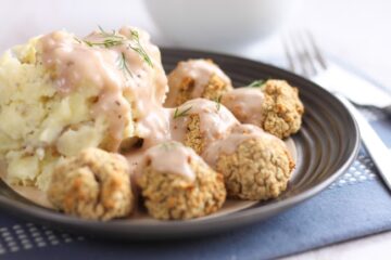 Swedish bean balls with lingonberry gravy - Easy Cheesy Vegetarian
