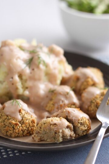 Swedish bean balls with lingonberry gravy - Easy Cheesy Vegetarian