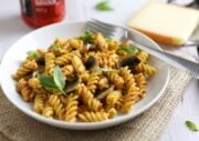 Spicy Peppadew pesto pasta - Easy Cheesy Vegetarian