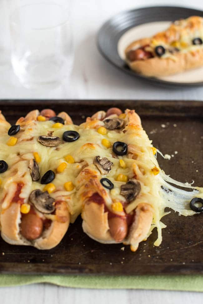 Pizza Hot Dogs - Easy Cheesy Vegetarian