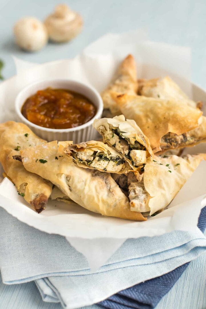 Tofu and Spinach Samosas - Easy Cheesy Vegetarian