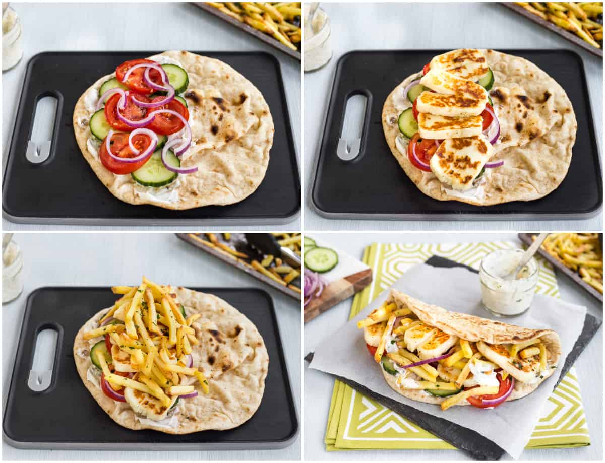 Vegetarian Doner Kebab (with halloumi cheese!) - Easy Cheesy Vegetarian