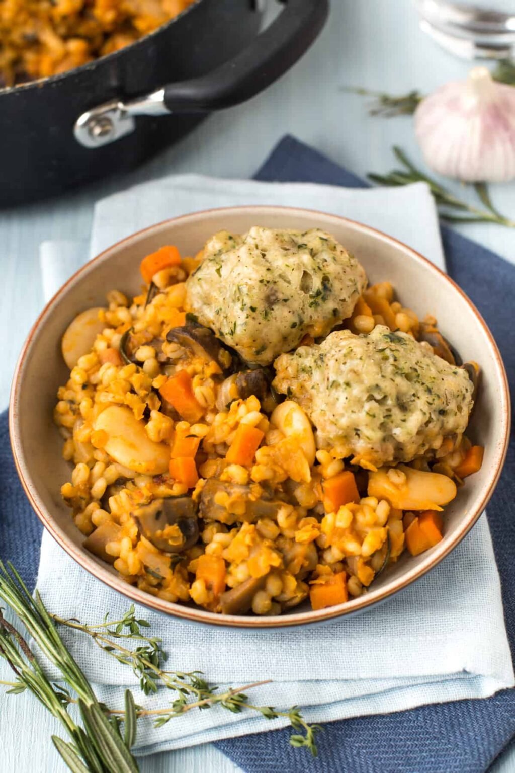 Rustic Vegan Cassoulet with Herby Dumplings - Easy Cheesy Vegetarian