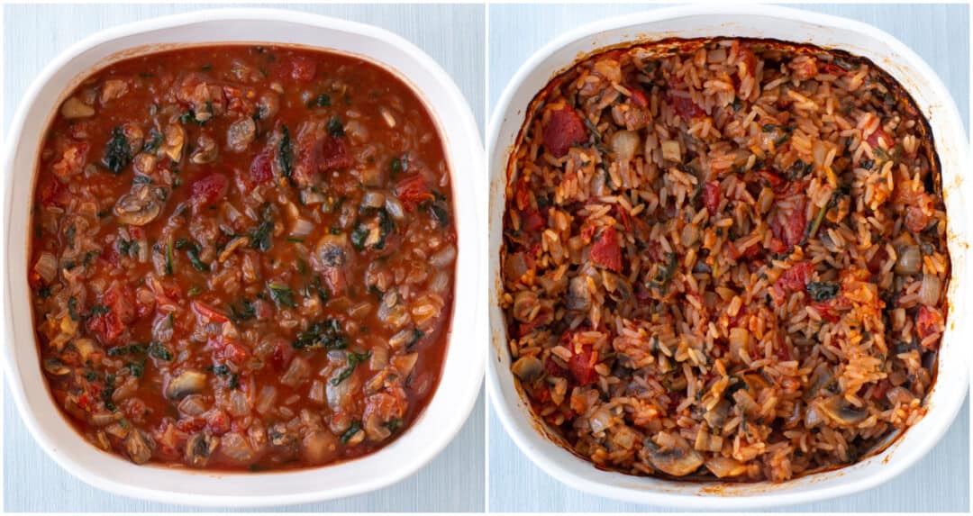 Cheesy Baked Tomato Rice - Easy Cheesy Vegetarian