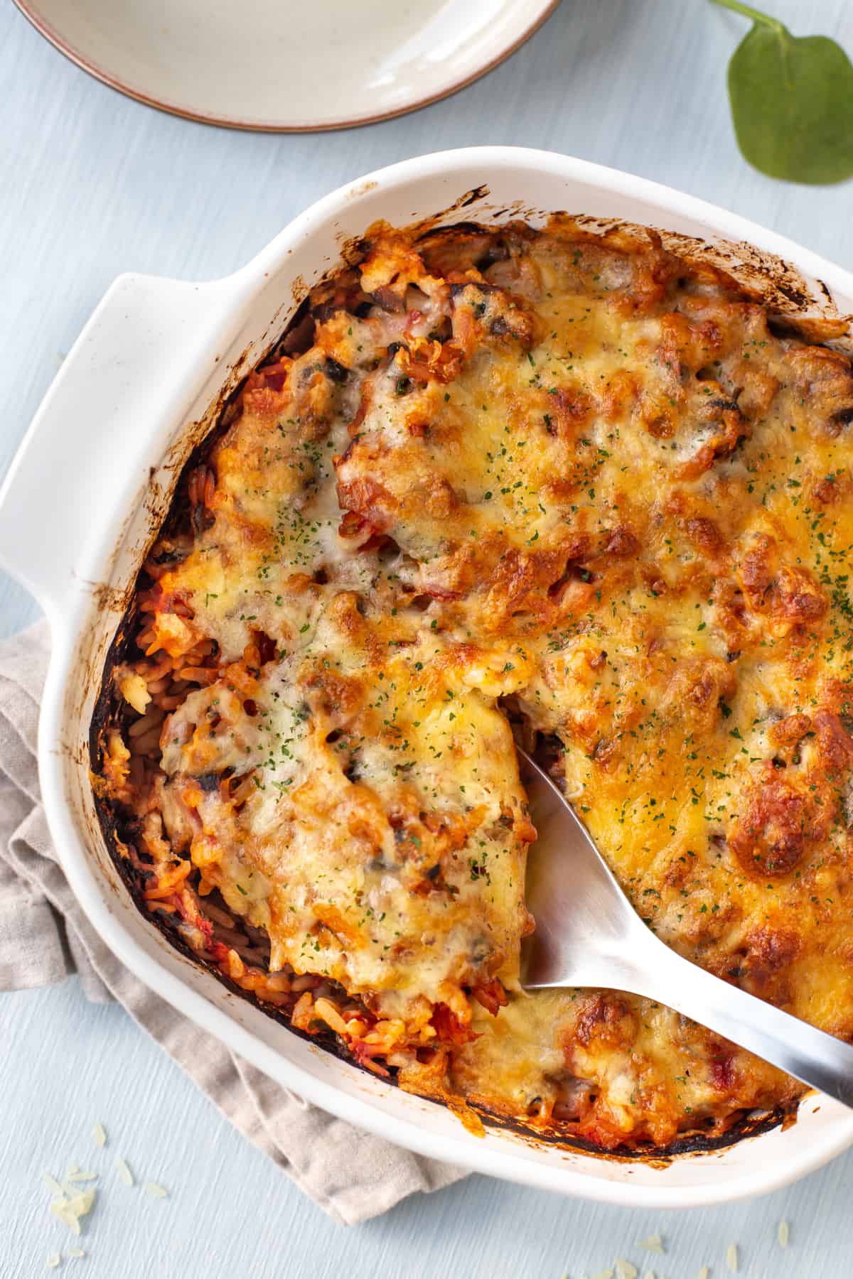 Cheesy Baked Tomato Rice - Easy Cheesy Vegetarian