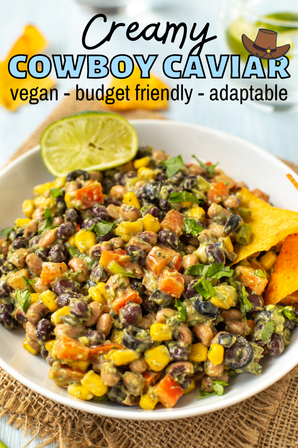 Creamy Cowboy Caviar (with Avocado Dressing) - Easy Cheesy Vegetarian