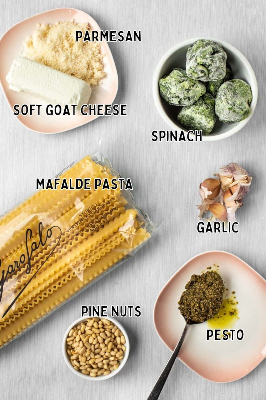 Mafalde Pasta with Spinach and Goat Cheese - Easy Cheesy Vegetarian