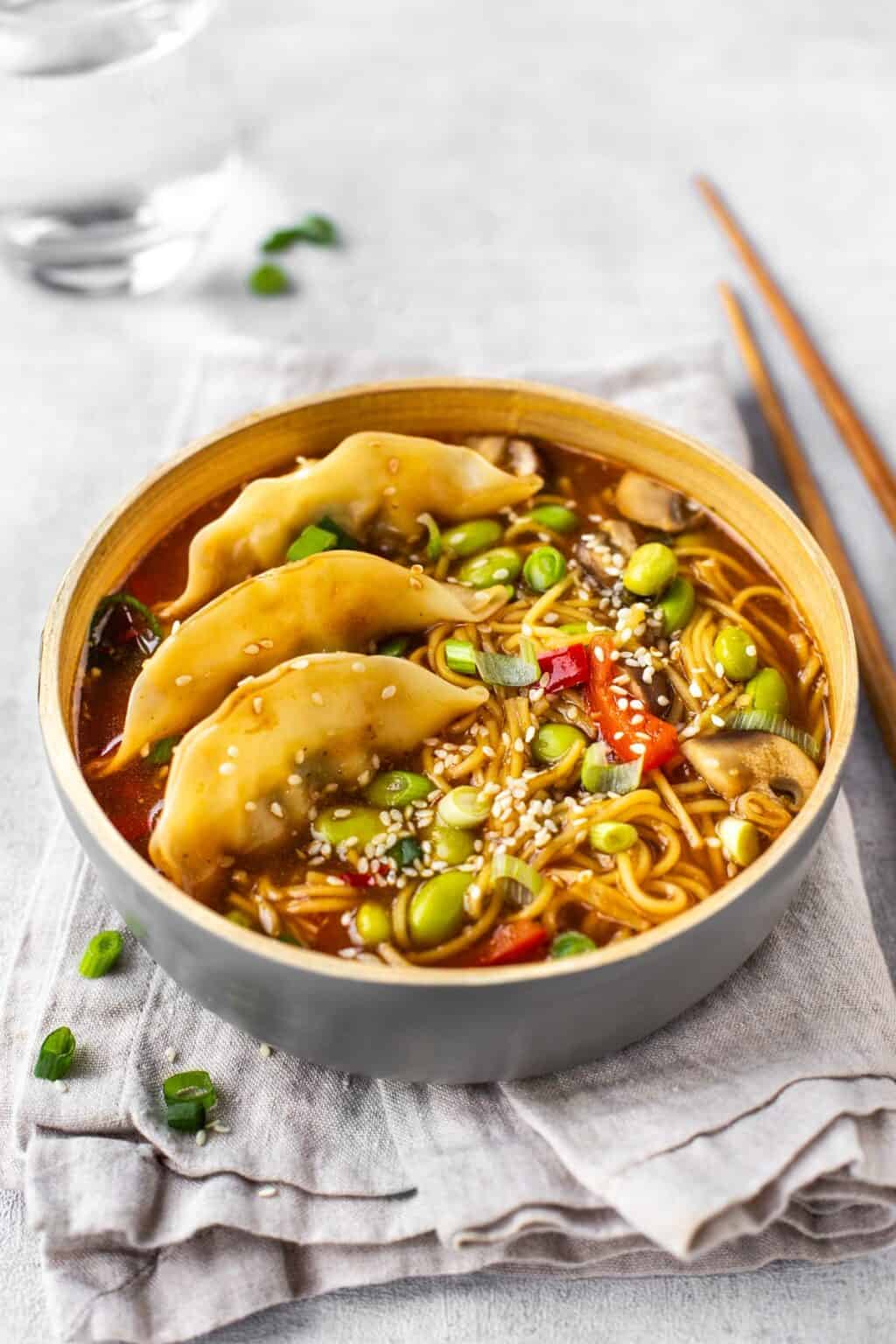 Vegetarian Gyoza Soup - Easy Cheesy Vegetarian