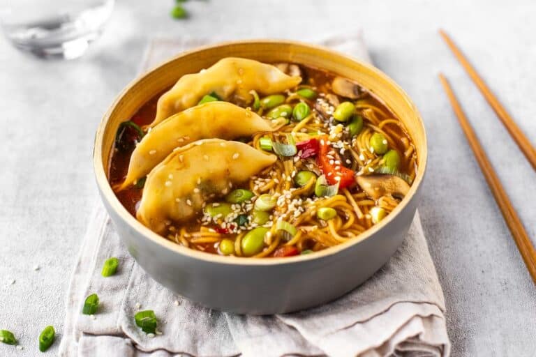 Vegetarian Gyoza Soup - Easy Cheesy Vegetarian