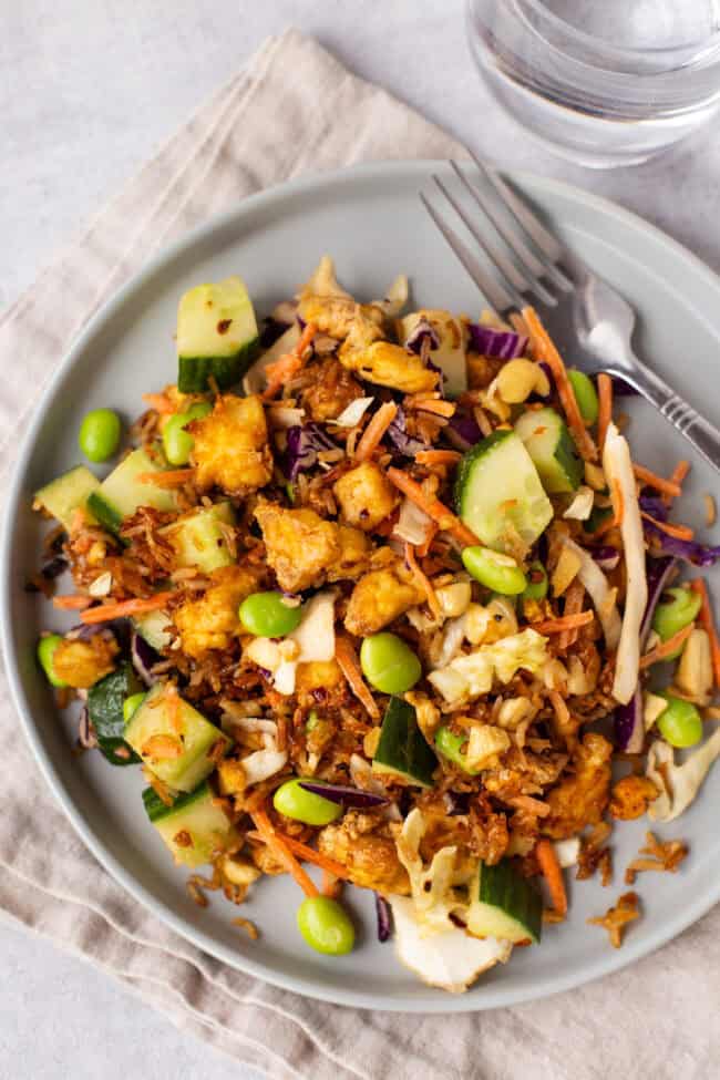 Crispy Rice and Tofu Salad - Easy Cheesy Vegetarian